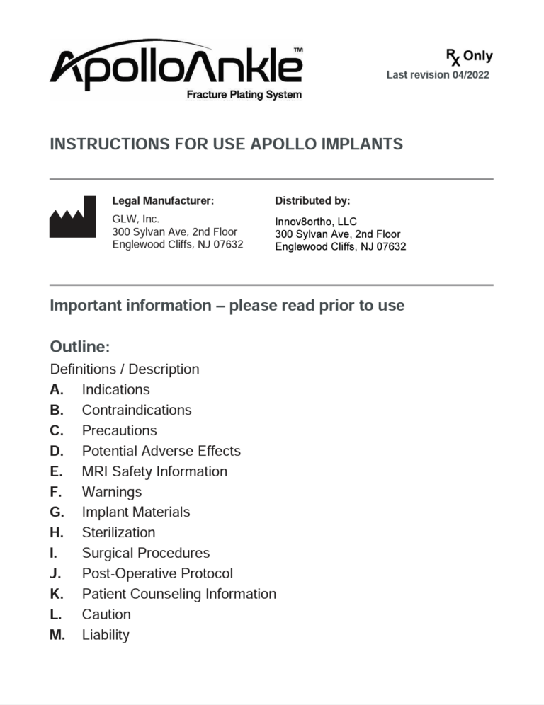 Apollo AFX™ Ankle Fracture Plating System - GLW Medical
