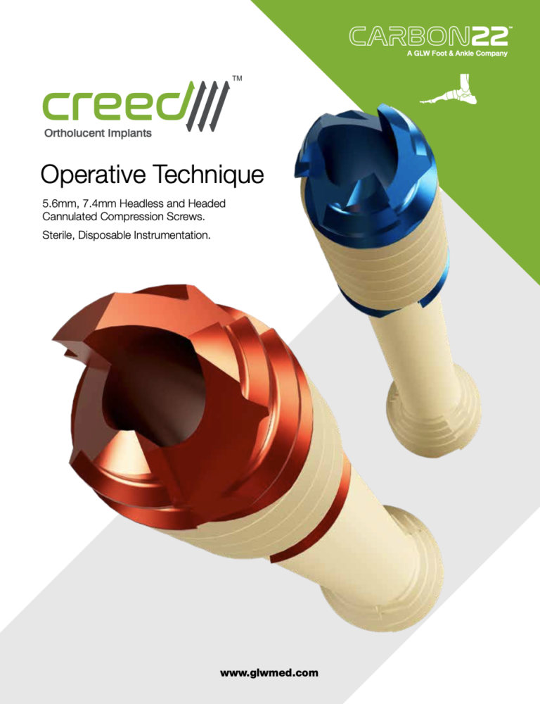 Creed™ Cannulated Compression Screws - GLW Medical Innovation