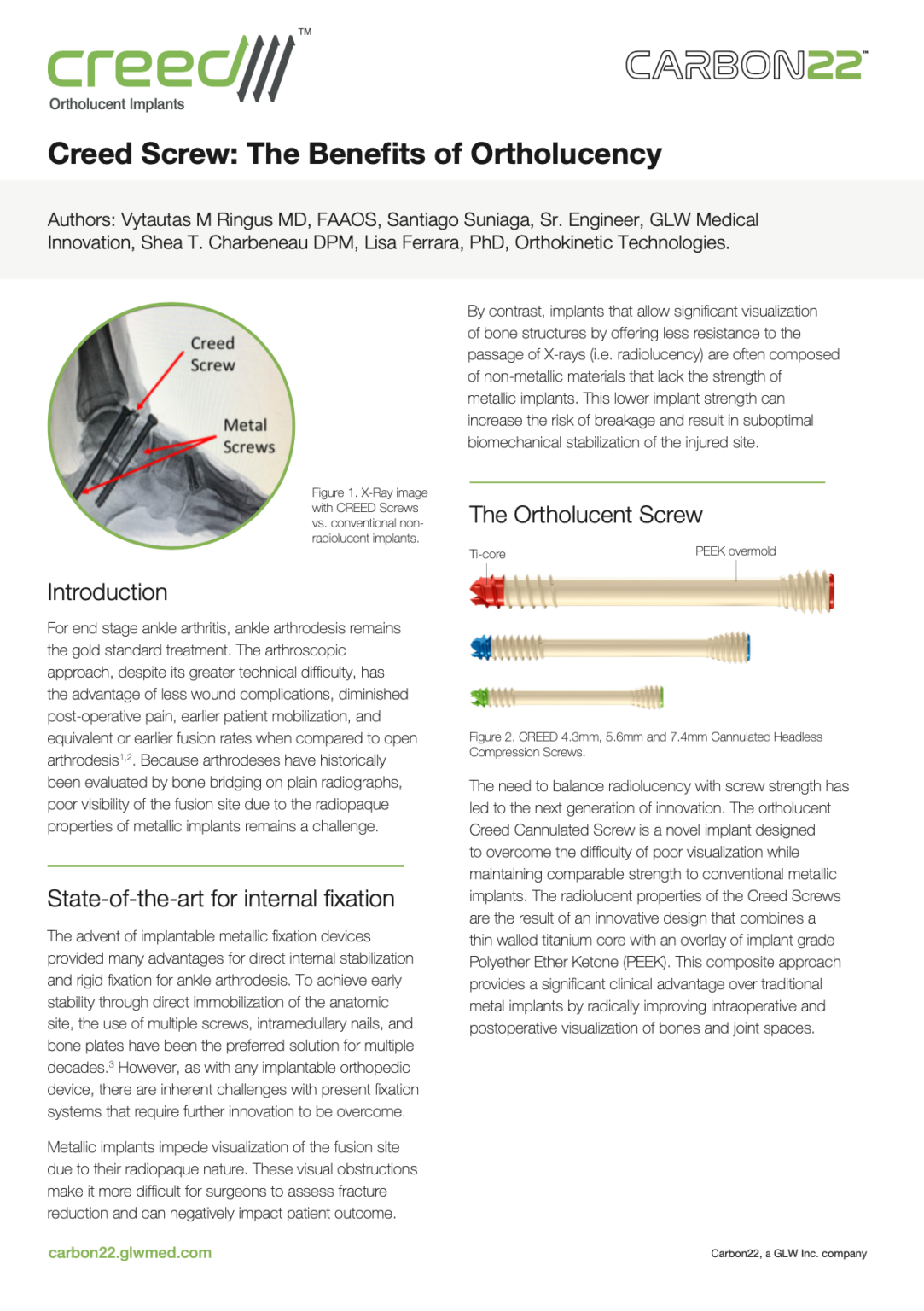 Creed™ Cannulated Compression Screws - GLW Medical Innovation